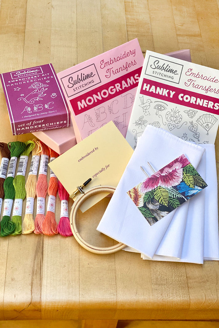 Monogram Handkerchiefs Embroidery Kit – Sublime Stitching