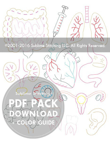 VITAL ORGANS Iron-on Embroidery Patterns – Sublime Stitching
