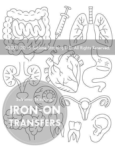 VITAL ORGANS Iron-on Embroidery Patterns – Sublime Stitching